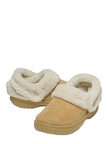 Pink Crocs Classic Vegan Suede Clogs - Beige