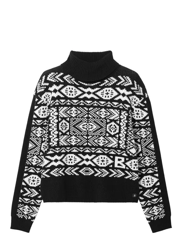 Bogner Nadin Fair Isle Appliquéd Wool-jacquard Turtleneck Sweater - Black