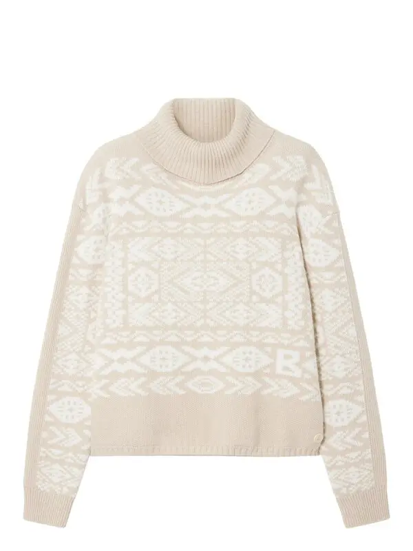 Bogner Nadin Fair Isle Appliquéd Wool-jacquard Turtleneck Sweater - Neutrals