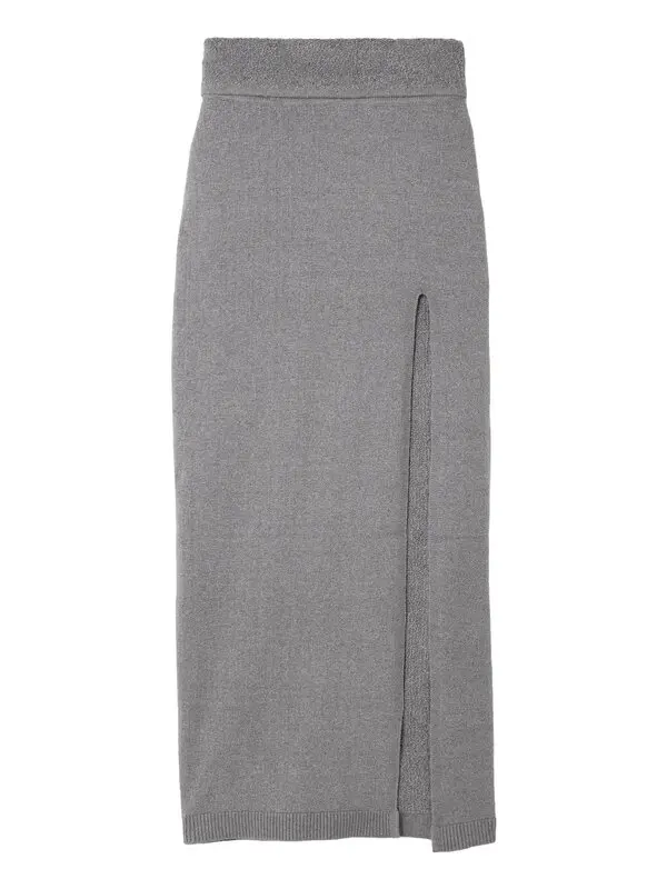 SKIMS Textured Knit High Slit Long Skirt - Gray