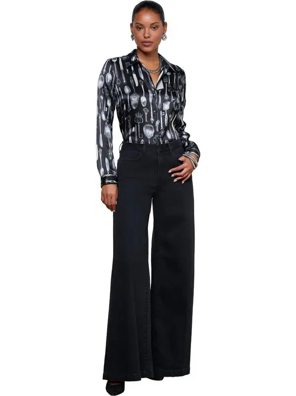L'Agence Quincy Wide-leg Jean - Washed Black