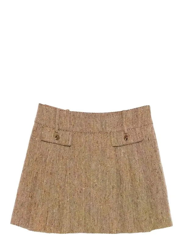 Anna Sui Herringbone Mini Skirt - Brown
