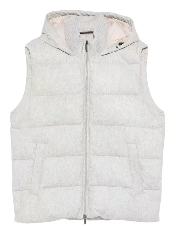 Peserico Hooded Quilted Gilet - Grey