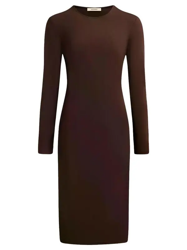 12 STOREEZ Long-sleeve Midi Dress - Brown