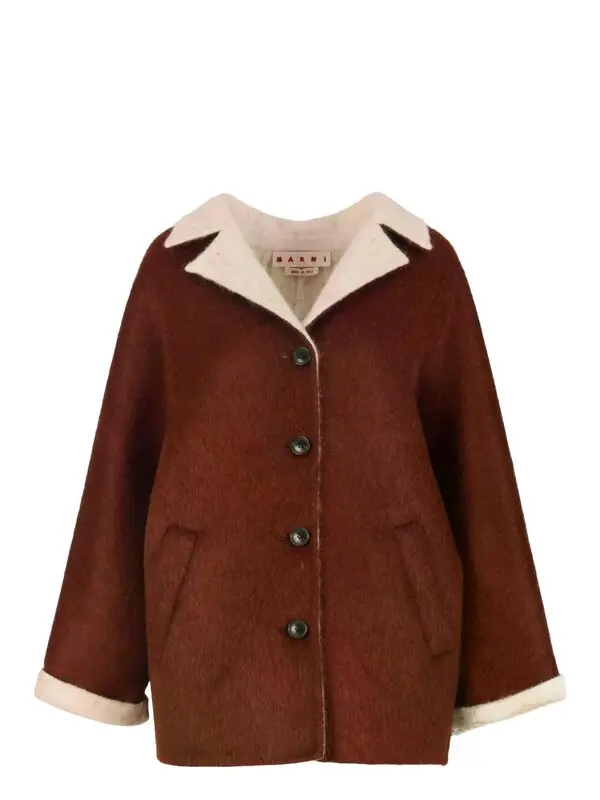 Marni Contrast-lapel Flared-sleeves Jacket - Brown