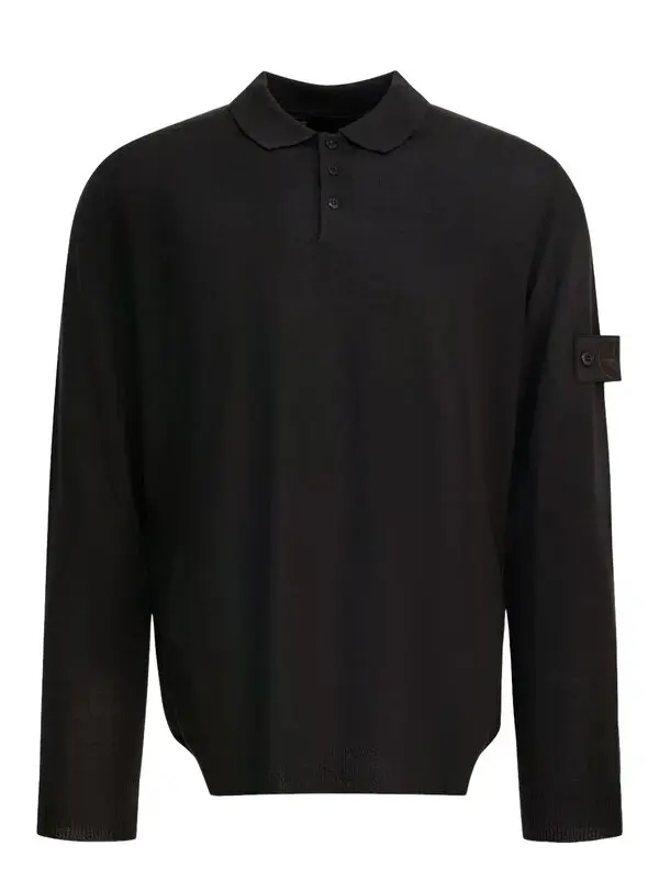 Stone Island Logo-badge Polo Shirt - Black