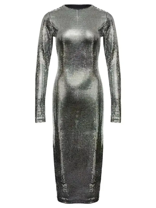 MAISON MARGIELA Long-sleeve Embellished Midi Dress - Silver