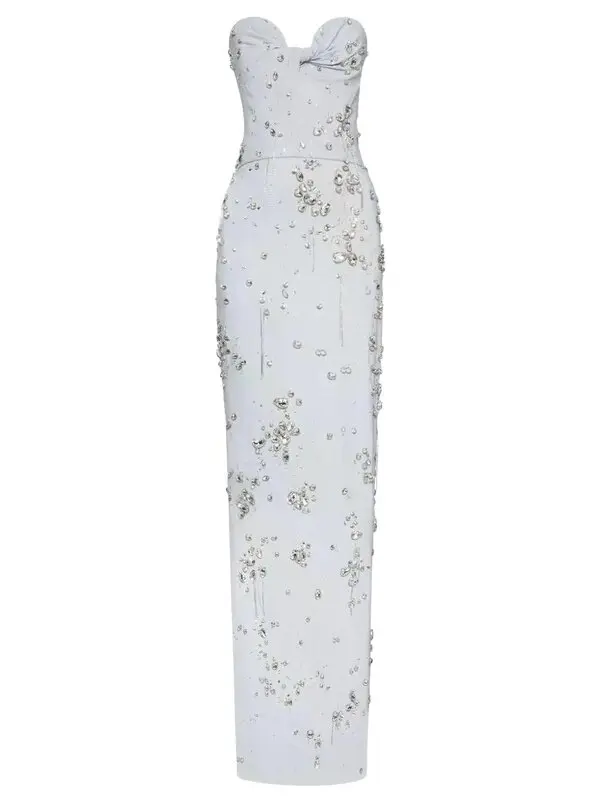 Oscar De La Renta Crystal-embellished Strapless Gown - Blue