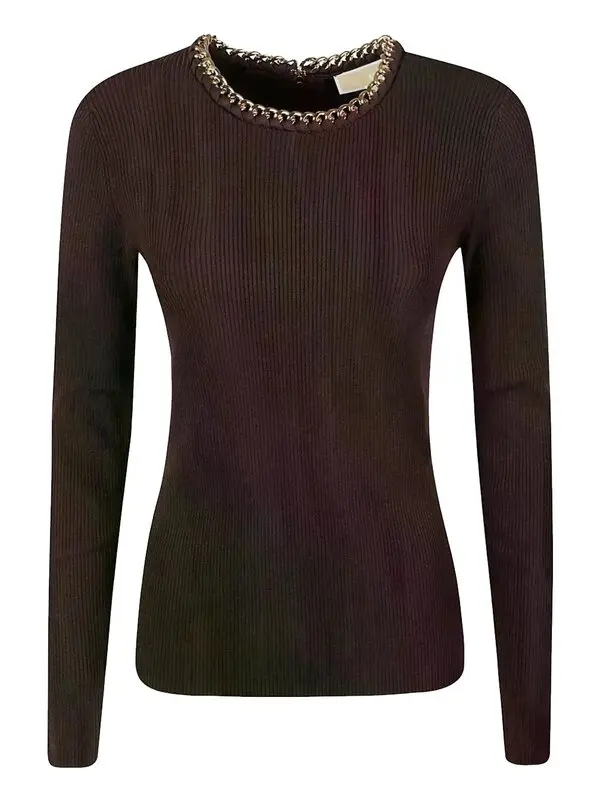 Michael Kors Chain Ribbed Knit Sweater - Brown
