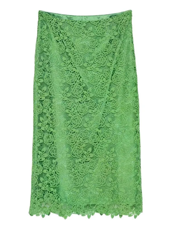 Anna Sui Floral Lace Skirt - Green
