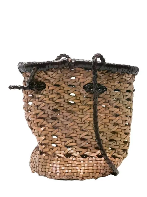 VIPERA Woven Leather Shoulder Bag - Brown