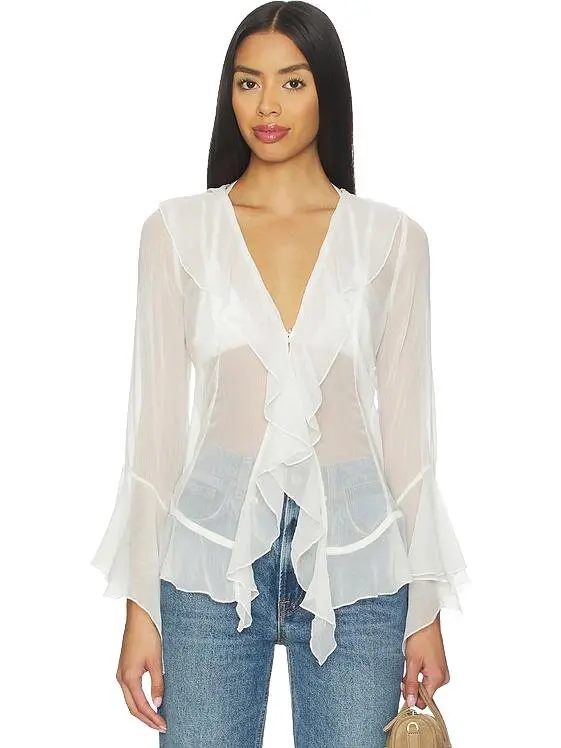 Free People Bali Tulula Chiffon Top - Clean Ivory