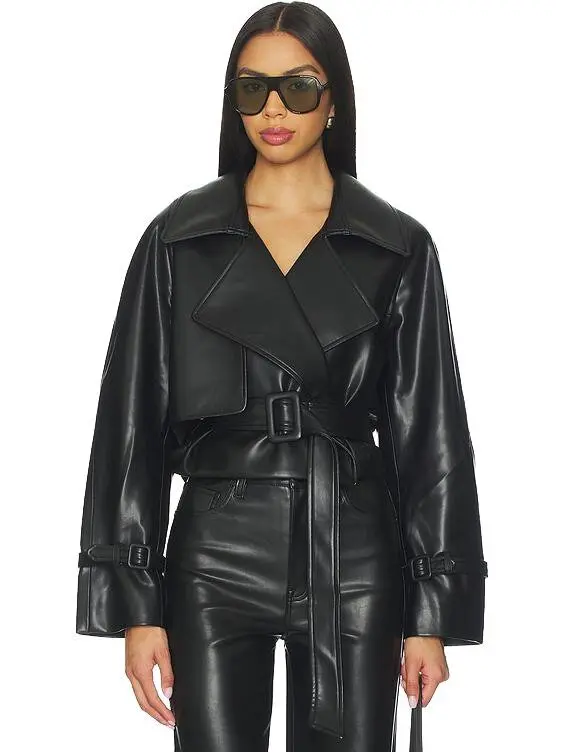 ELODIE THE LABEL Elodie Charles Vegan Leather Crop Jacket - Black