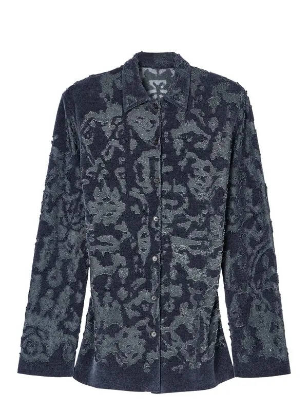 Giorgio Armani Shirt Jacket In Devoré Fabric - Grey