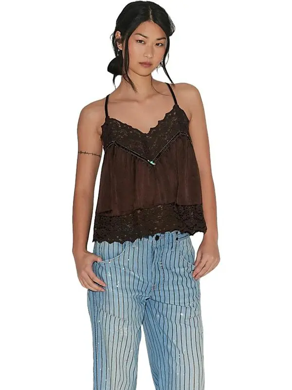 Free People Fiona Satin Cami - Chicory Coffee