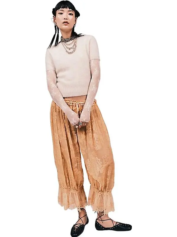 Free People Forever Young Burnout Pants - Desert Mist Combo