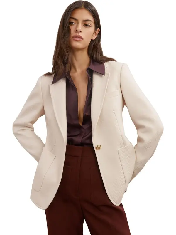 REISS Wool-blend Single-breasted Blazer - Cream