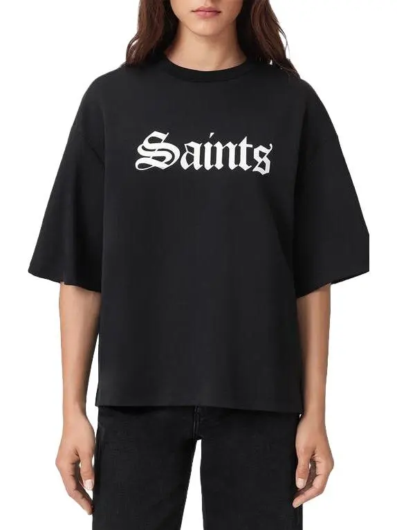 ALLSAINTS Saint Amelie Logo Graphic T-shirt - Black