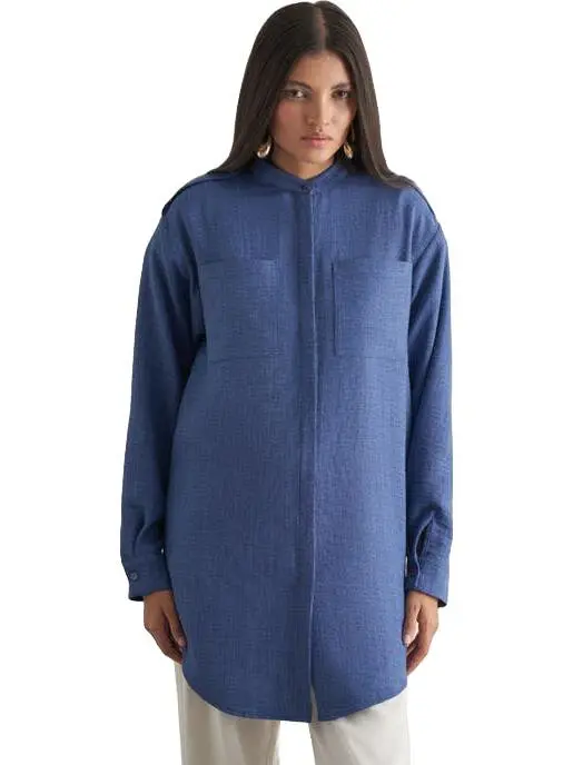 MIZALLE Epaulette Detail Tunic - Indigo
