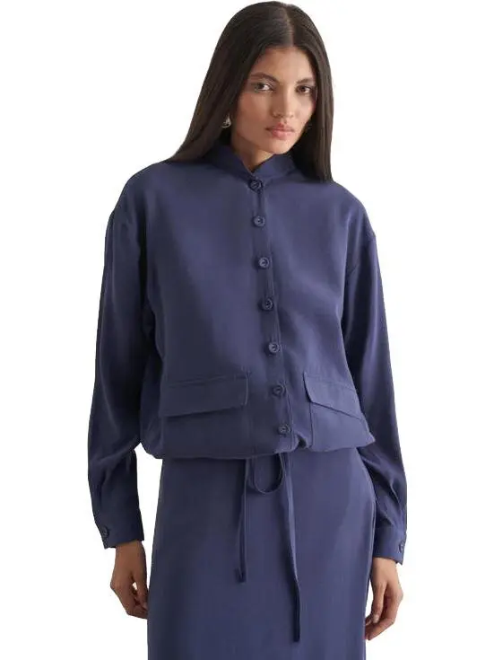 MIZALLE Drawstring Waist Jacket - Indigo