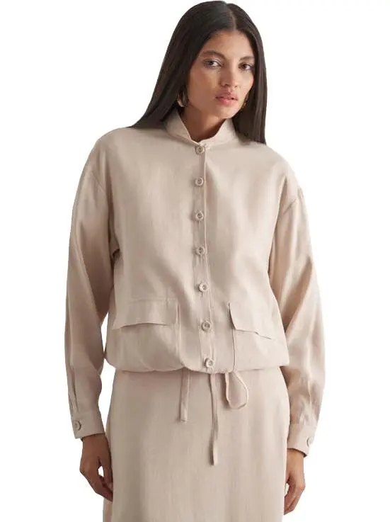 MIZALLE Drawstring Waist Jacket - Stone