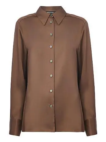 Whistles Metallic Long-sleeve Woven Shirt - Brown