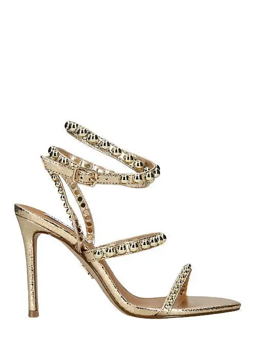 Steve Madden Teena Studded Heeled Woven Sandals - Gold Comb