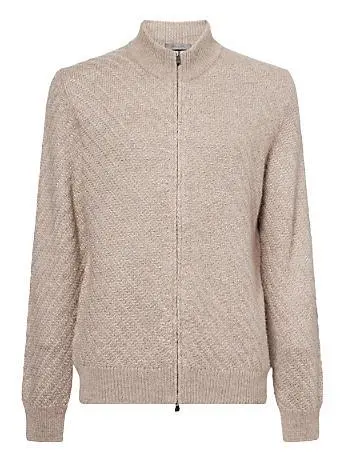 Corneliani Alpaca And Silk Knitted Cardigan - Natural / Beige 034