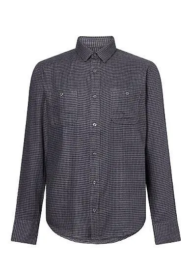 Paige Everett Checked Cotton-blend Shirt - Dark Navy / Blue Ash