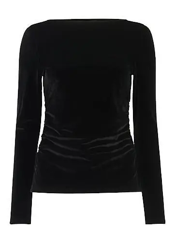 Whistles Boat-neck Velvet Top - Black