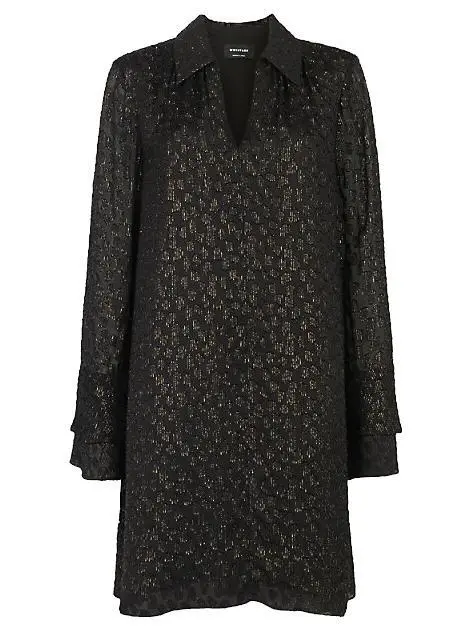 Whistles Metallic Spot-print Woven Mini Dress - Black
