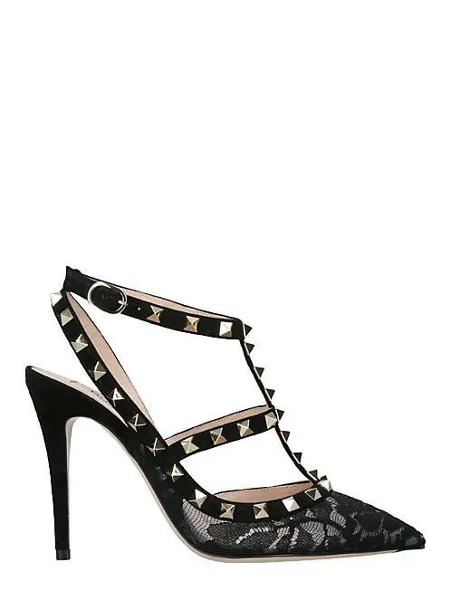 Valentino Garavani Rockstud 100 Lace Pumps - Black