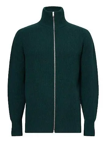 John Smedley High-neck Zip-up Cashmere And Wool Cardigan - Forest
