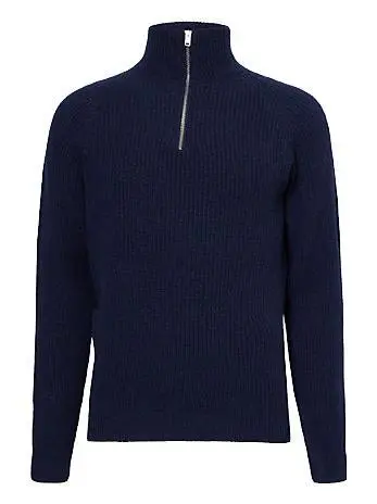 John Smedley High-neck Knitted Cashmere And Wool Jumper - Midnight