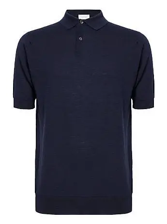 John Smedley Textured Short-sleeve Merino-wool Polo T-shirt - Midnight