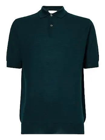 John Smedley Textured Short-sleeve Merino-wool Polo T-shirt - Richardson Green