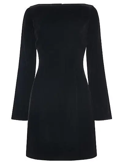 Whistles Square-neck Flare-sleeve Velvet Mini Dress - Black