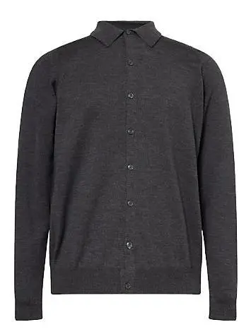 John Smedley Buttoned Knitted Merino Wool Jacket - Charcoal