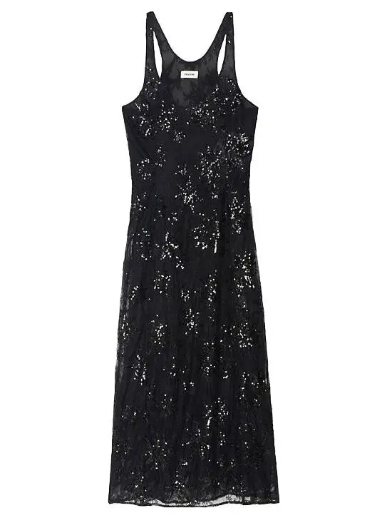 Zadig&Voltaire Rarysa Star-embroidered Woven Midi Dress - Black