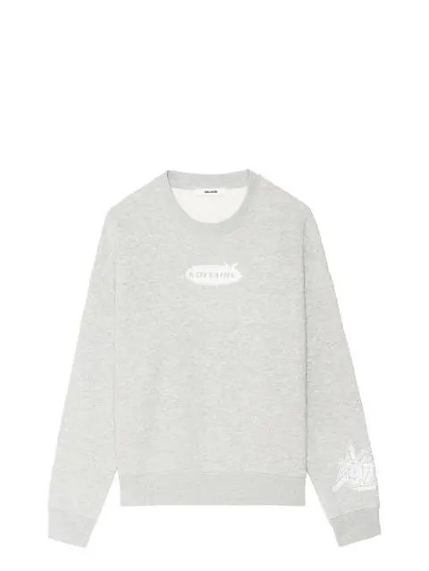 Zadig&Voltaire Mira Logo-print Cotton-jersey Sweatshirt - Gris Chine Clai