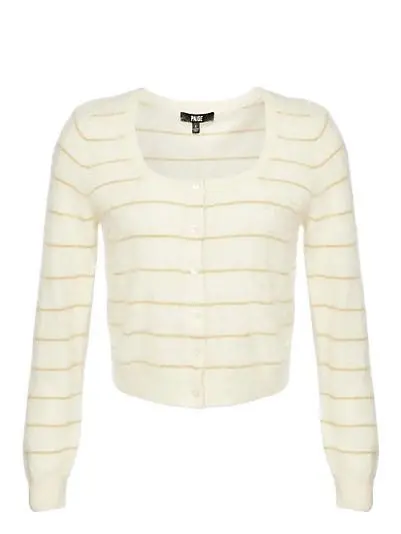 Paige Cashmere Knitted Cardigan - Antique White/gold