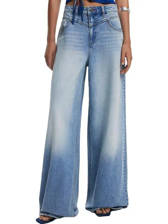 Desigual Shadow Pocket Wide-leg Jeans - Medium Blue