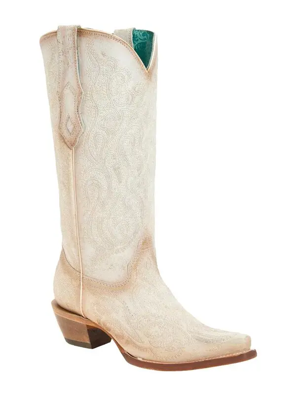 CORRAL Embroidered Western Boots - White