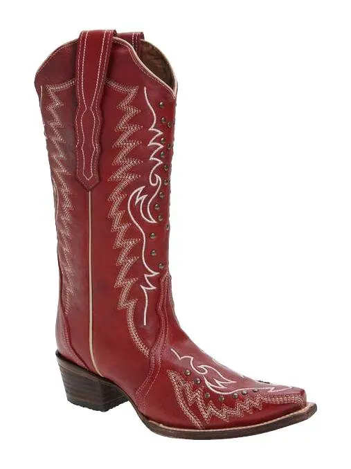 CIRCLE G Embroidered Studded Western Boots - Red