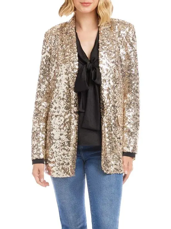 Karen Kane Sequin Open Front Jacket - Champagne