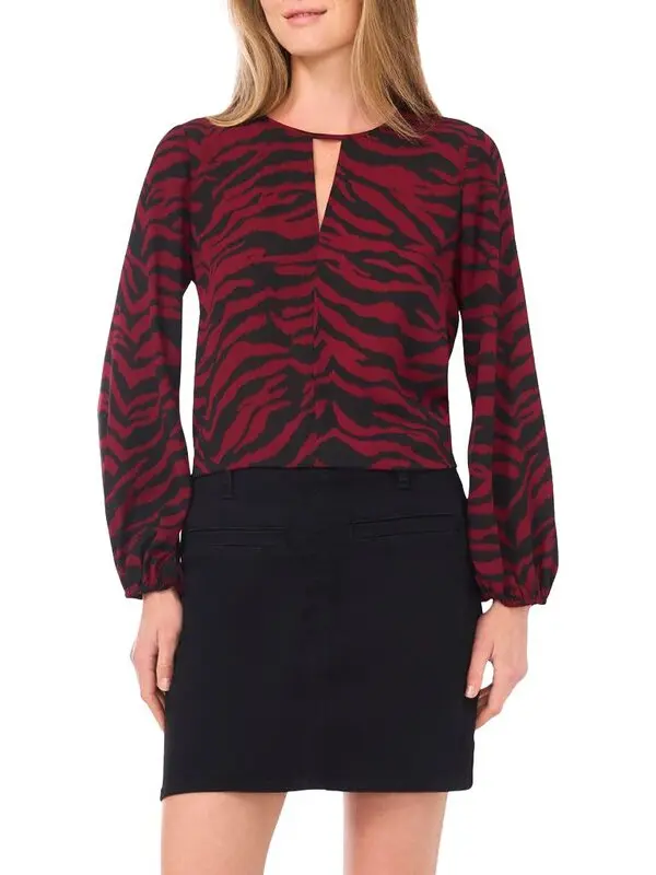 Vince Camuto Zebra Stripe Cutout Top - Boysenberry