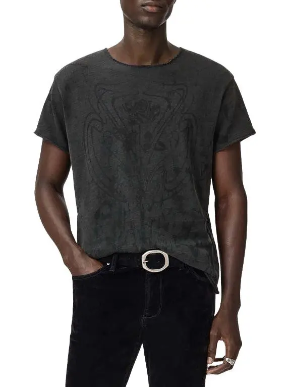 John Varvatos Relaxed Fit Raw Edge Organic Cotton T-shirt - Charcoal