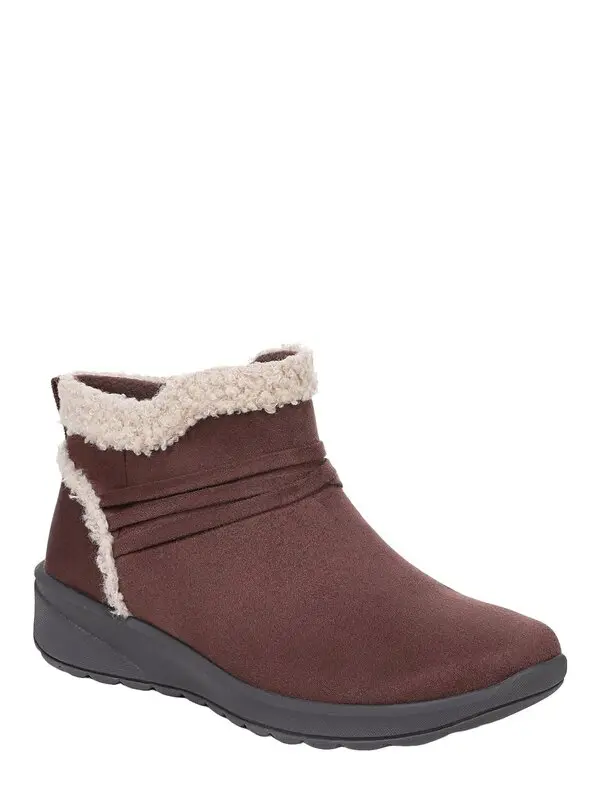 LIFESTRIDE Glendale Faux Fur Trim Bootie - Coffee