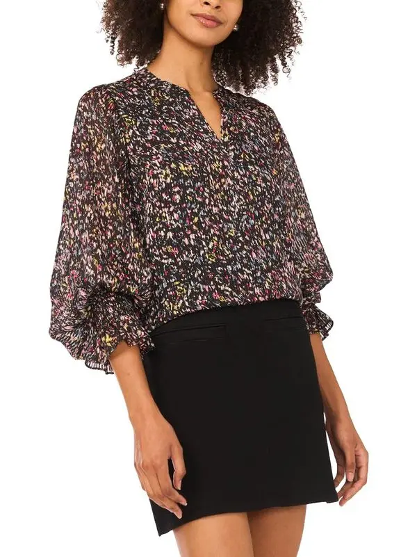Vince Camuto Confetti Print Top - Aegean Sea