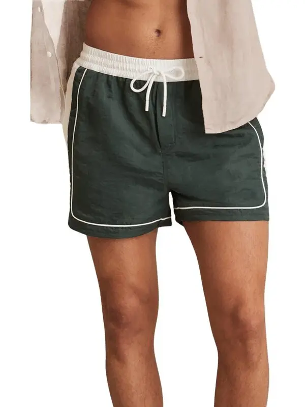 REISS Cano Swim Trunks - Dark Green/whit